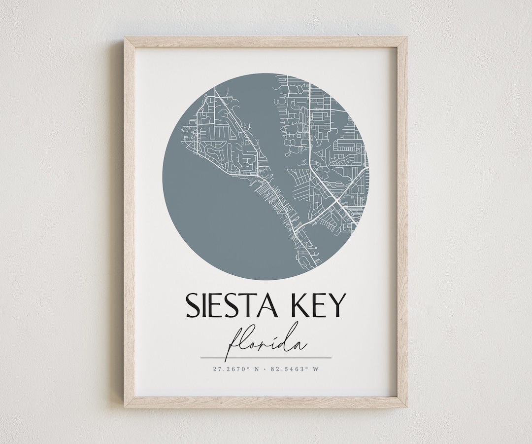 Siesta Key Florida, Siesta Key Map, Siesta Key Print, Florida Decor ...