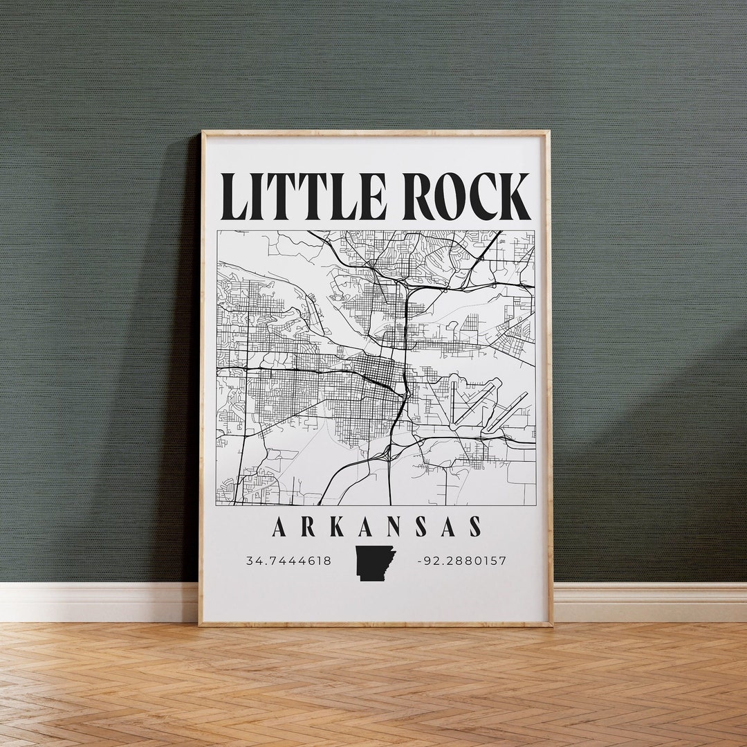 Little Rock, Arkansas, Little Rock Map, Little Rock Print, Arkansas ...
