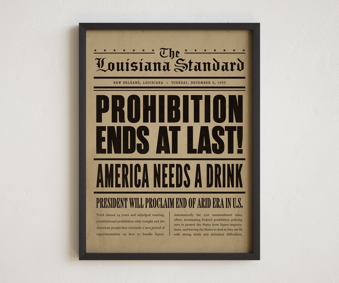 Prohibition Ends, Prohibition Poster, Bar Decor, Speakeasy Decor ...