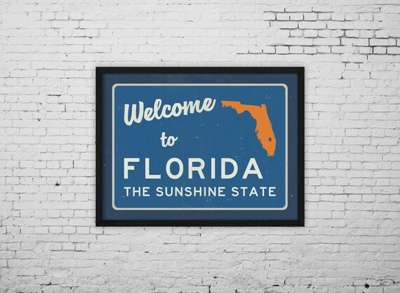 Welcome to Florida Print Florida Print Florida Road Sign | Etsy