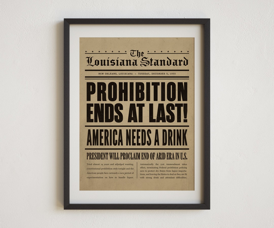 Prohibition Ends Prohibition Poster Bar Decor Speakeasy - Etsy