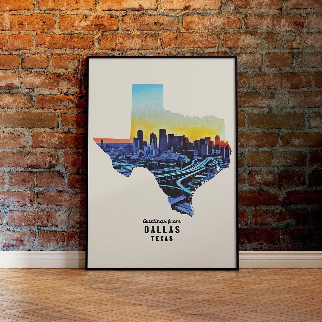 Dallas Texas Print, Dallas Wall Art, Dallas TX Poster, Greetings From ...