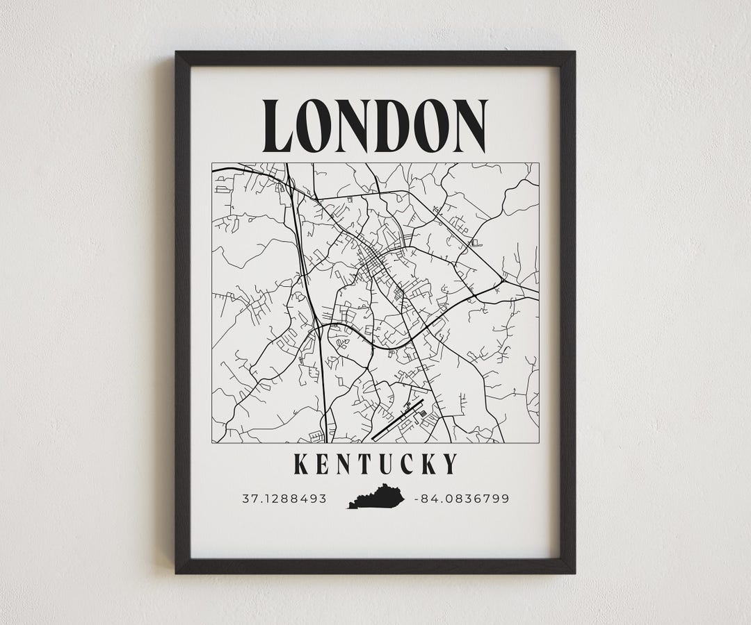 London Kentucky Print, London Map Art, London KY Map, Kentucky Map ...
