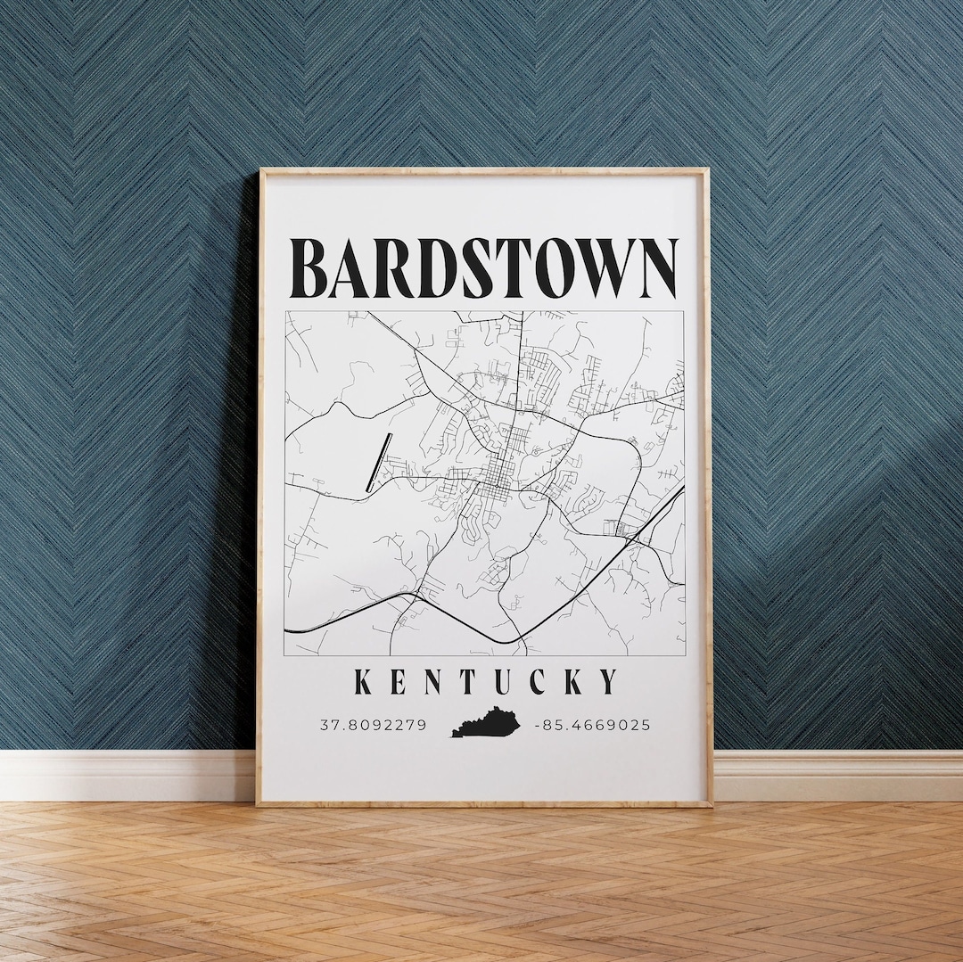 Bardstown Kentucky, Bardstown Print, Bardstown KY Map, Kentucky Map ...