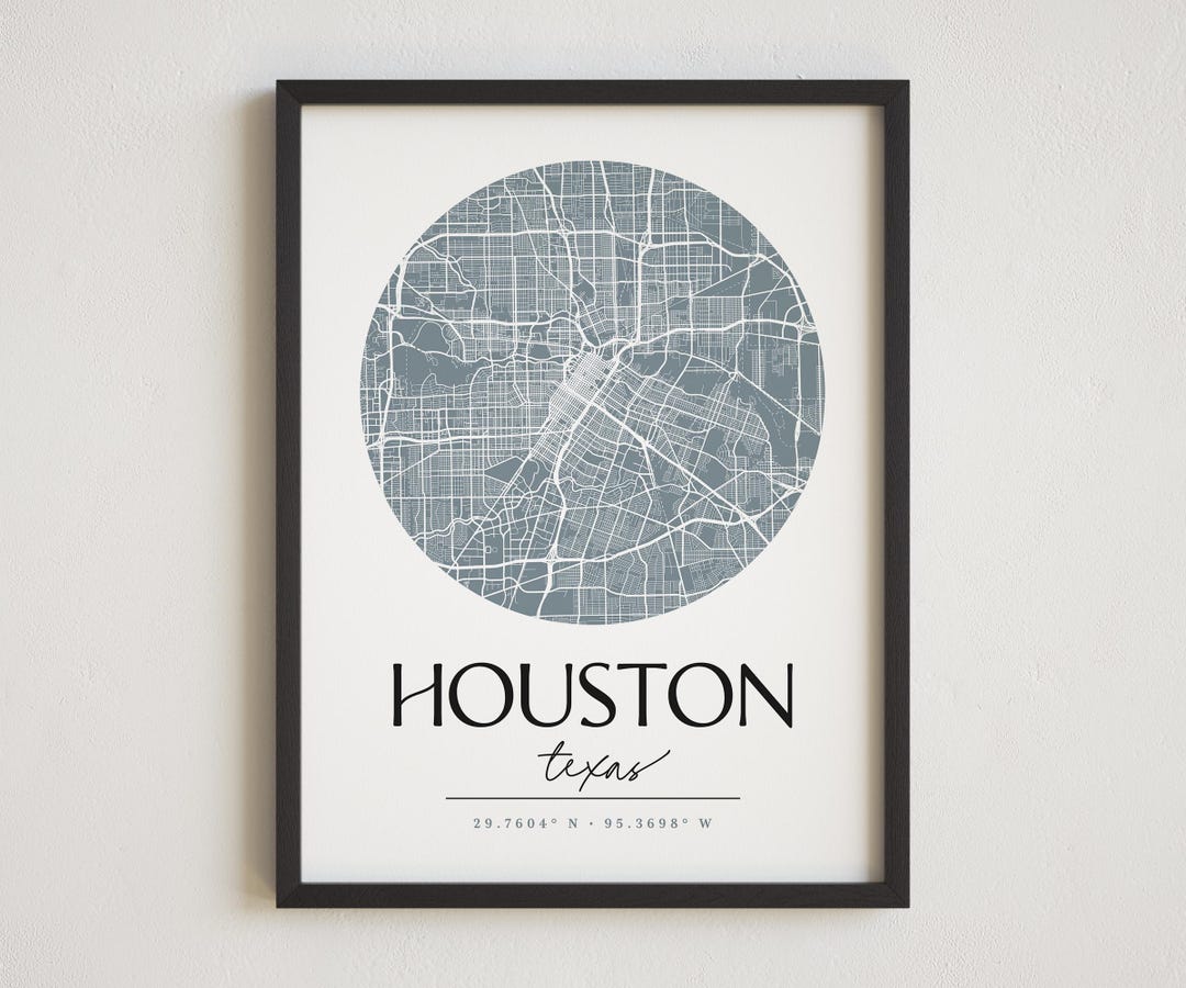 Houston Texas Print, Map of Houston, Houston Map, Houston Print ...