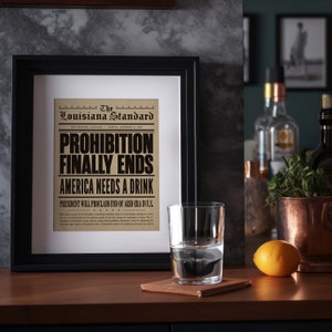 Prohibition Ends, Prohibition Poster, Bar Decor, Speakeasy Decor ...