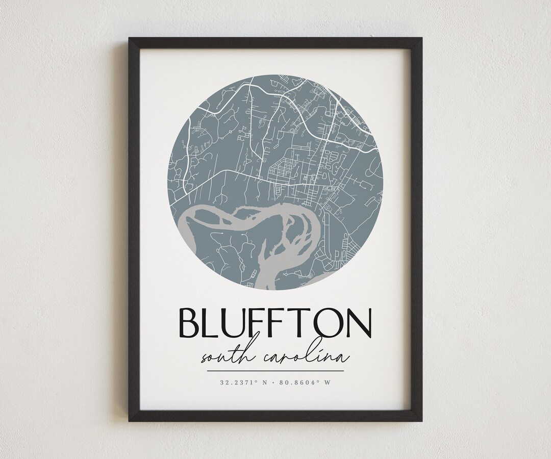 Bluffton Map, Bluffton SC Print, South Carolina Poster, Bluffton Poster ...