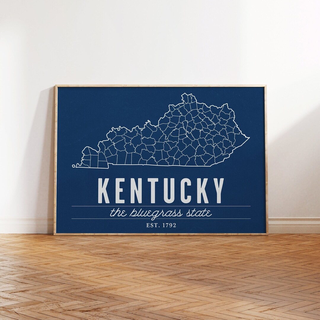 Kentucky County Map, Kentucky Print, Kentucky Decor, Kentucky Wall Art ...