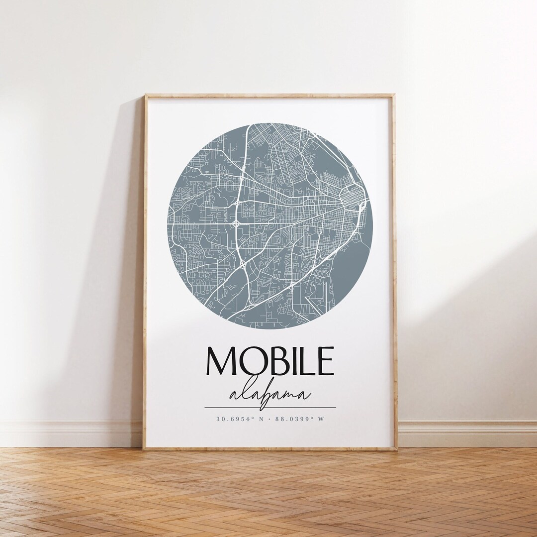 Mobile Alabama, Mobile Map, Alabama Print, Mobile Map Print, Mobile AL ...