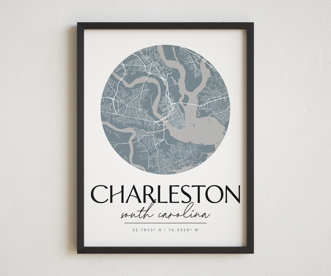 Charleston Map, Charleston South Carolina, Map Print, Charleston Print ...