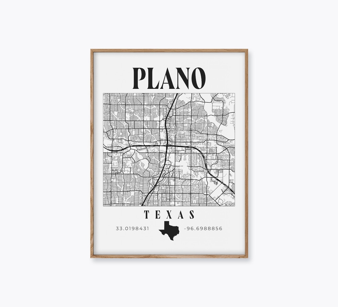 Plano Texas, Texas, Plano Map, Texas Print, Plano City Print, Modern ...