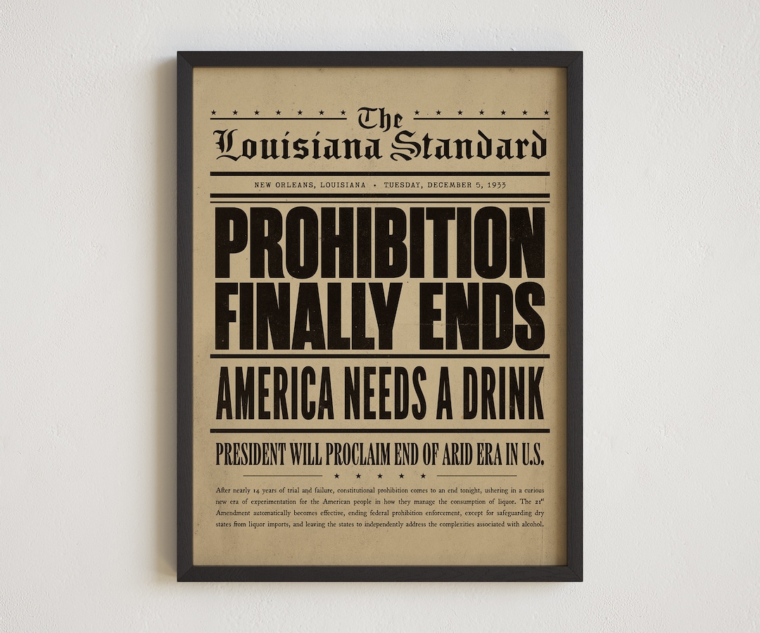 Prohibition Ends, Prohibition Poster, Bar Decor, Speakeasy Decor ...