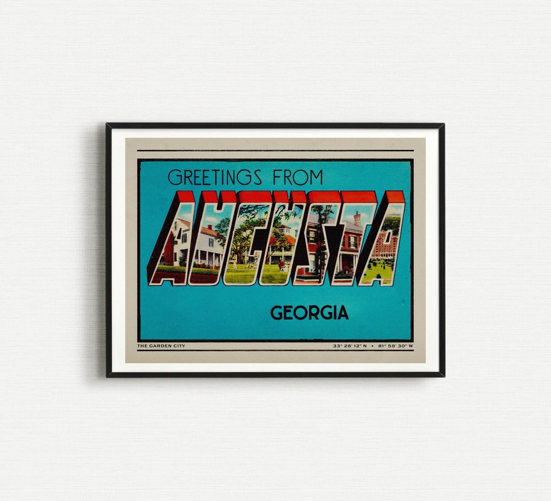 Augusta Georgia Print, Greetings From Augusta, Retro Augusta Decor ...