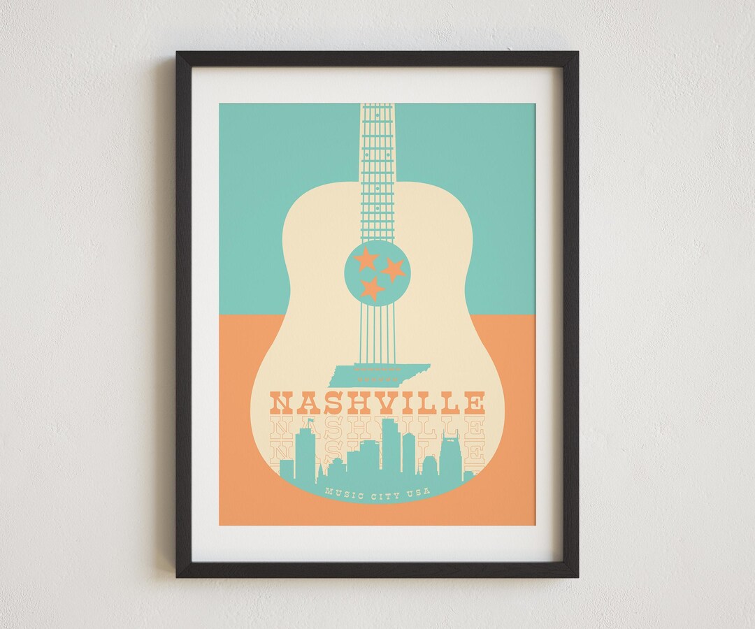 Nashville Print, Music City USA Print, Nashville Poster, Nashville Wall ...