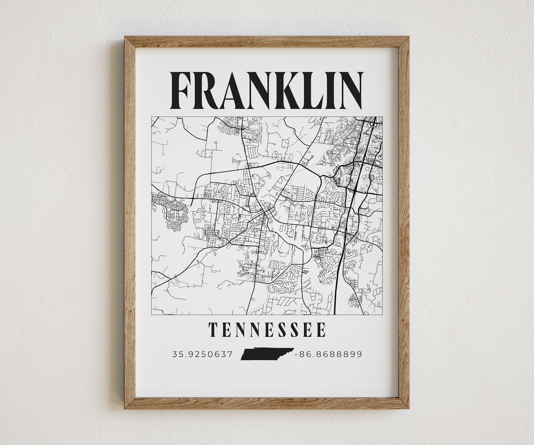 Franklin Tennessee, Franklin City Print, Tennessee City, Franklin Map ...