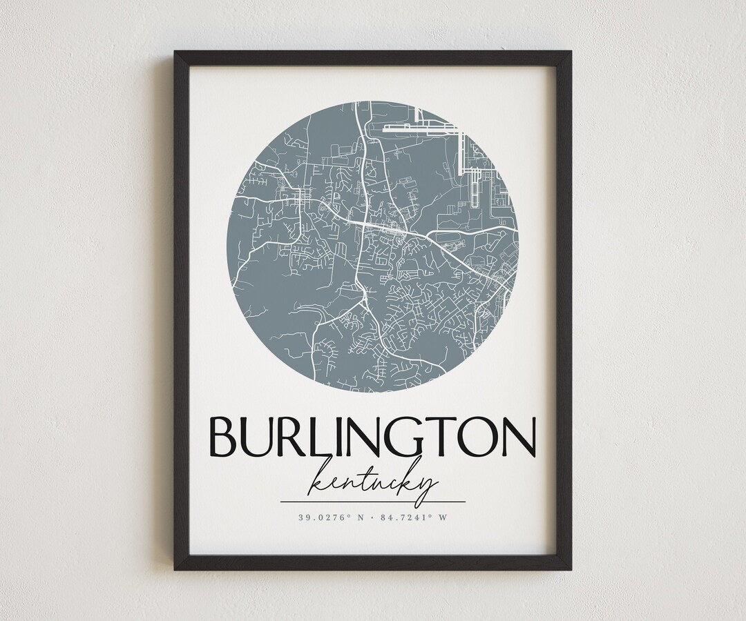 Burlington Kentucky Print, Kentucky Map, Burlington Print, Modern Map ...