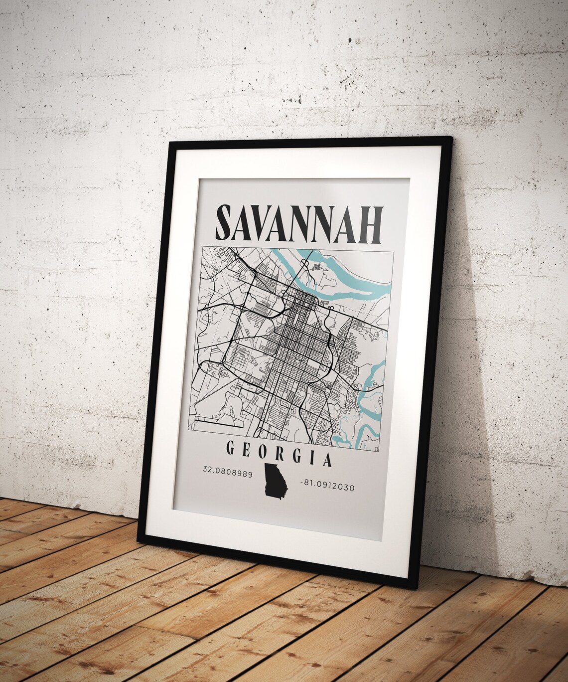 Map of Savannah Georgia Savannah Map Savannah Print - Etsy