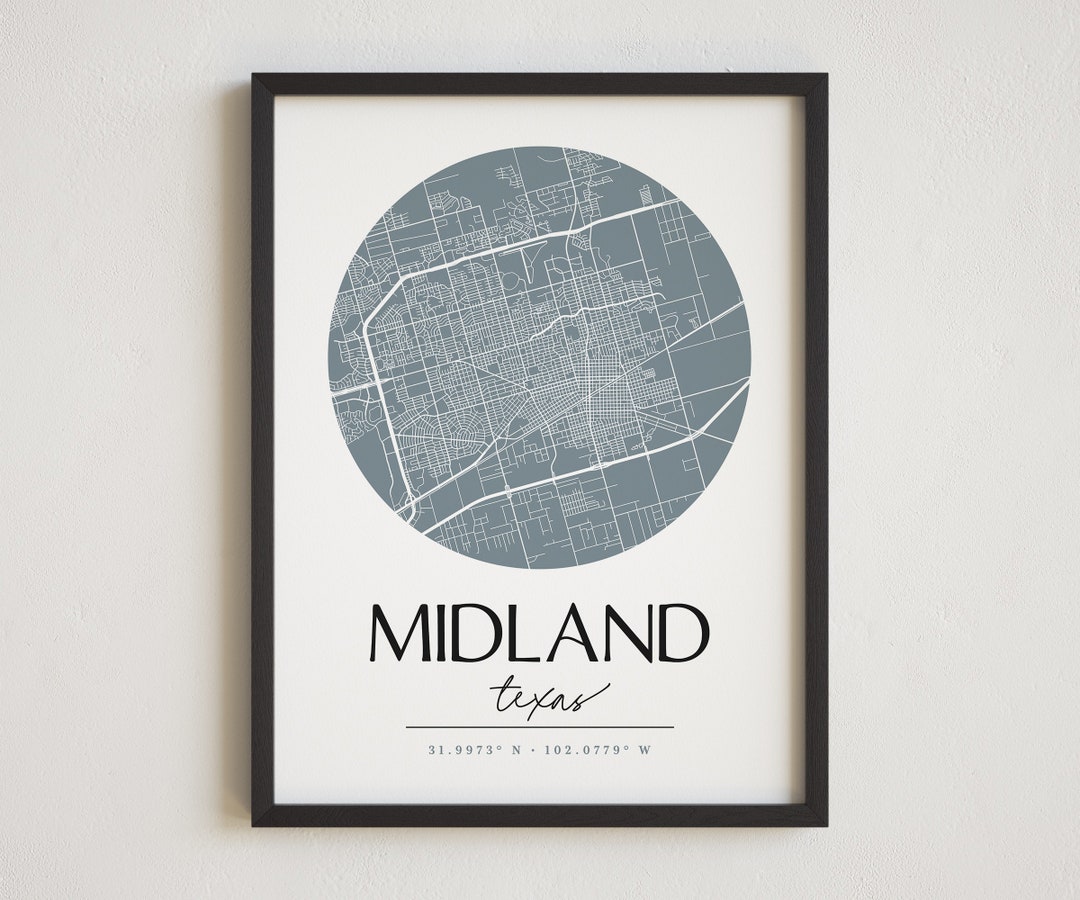 Map of Midland, Midland Map, Midland TX Print, Minimalist Map Art ...