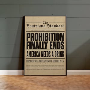 Prohibition Ends, Prohibition Poster, Bar Decor, Speakeasy Decor ...