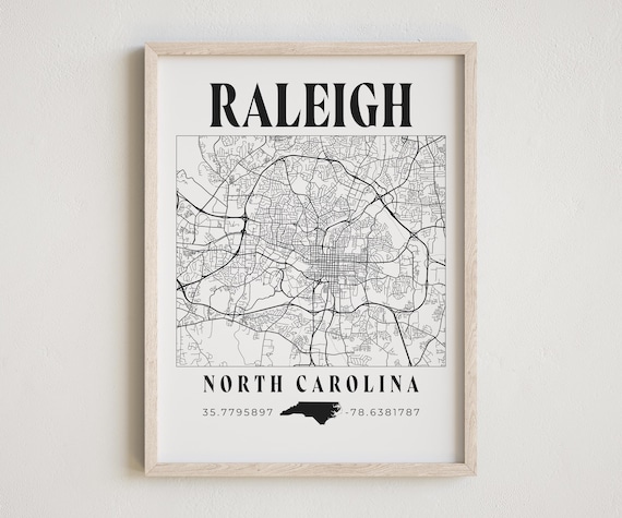Raleigh Street Map Lithograph