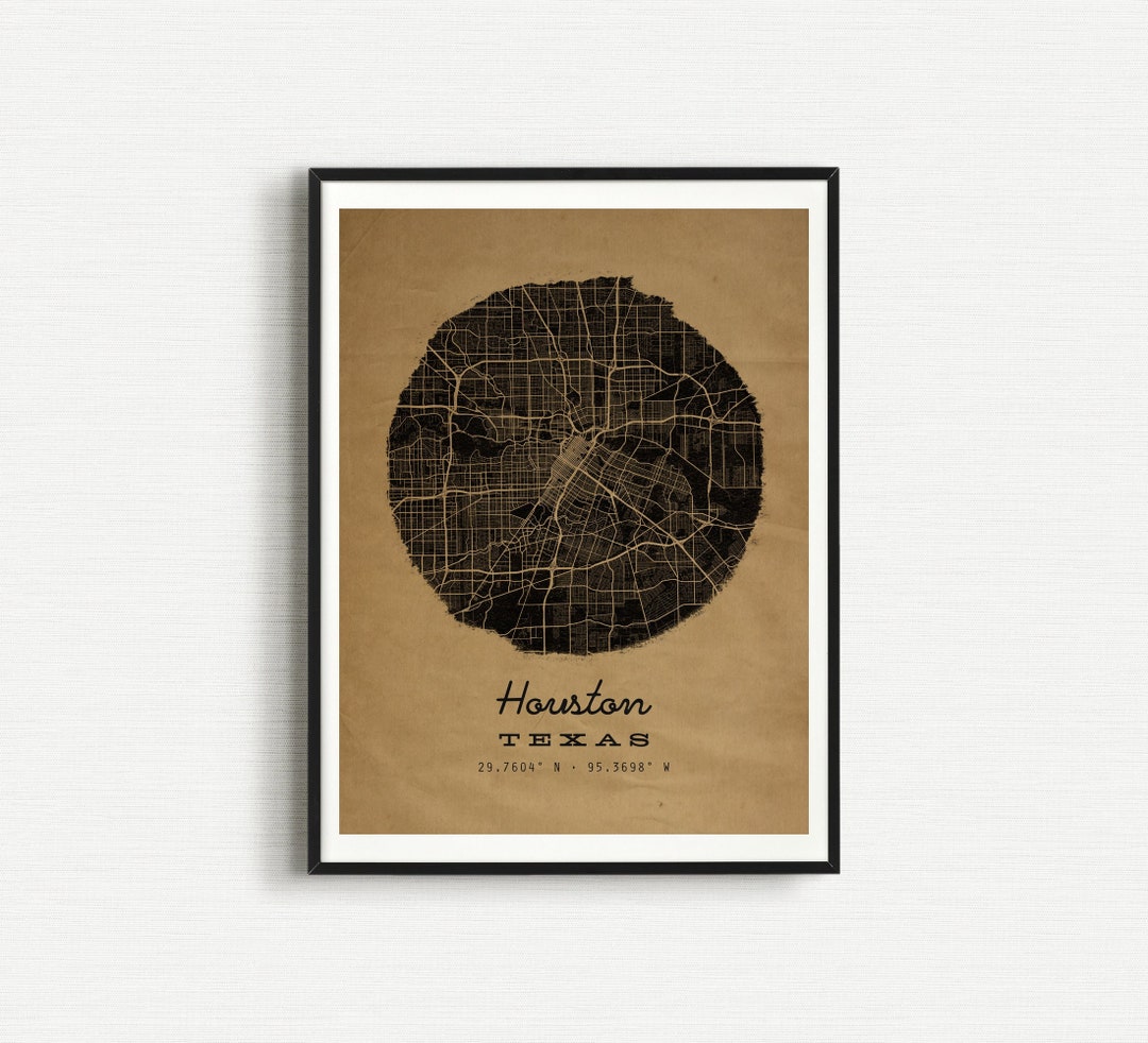 Vintage Style Houston Print, Houston Texas, Houston Poster, Vintage ...