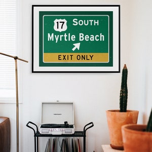 Myrtle Beach Print, Myrtle Beach Wall Art, Beach Decor, Vintage Wall ...