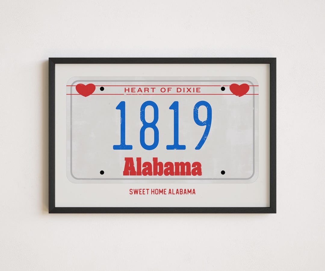 Retro Alabama Print, Alabama State Wall Art, Retro License Plate Print ...