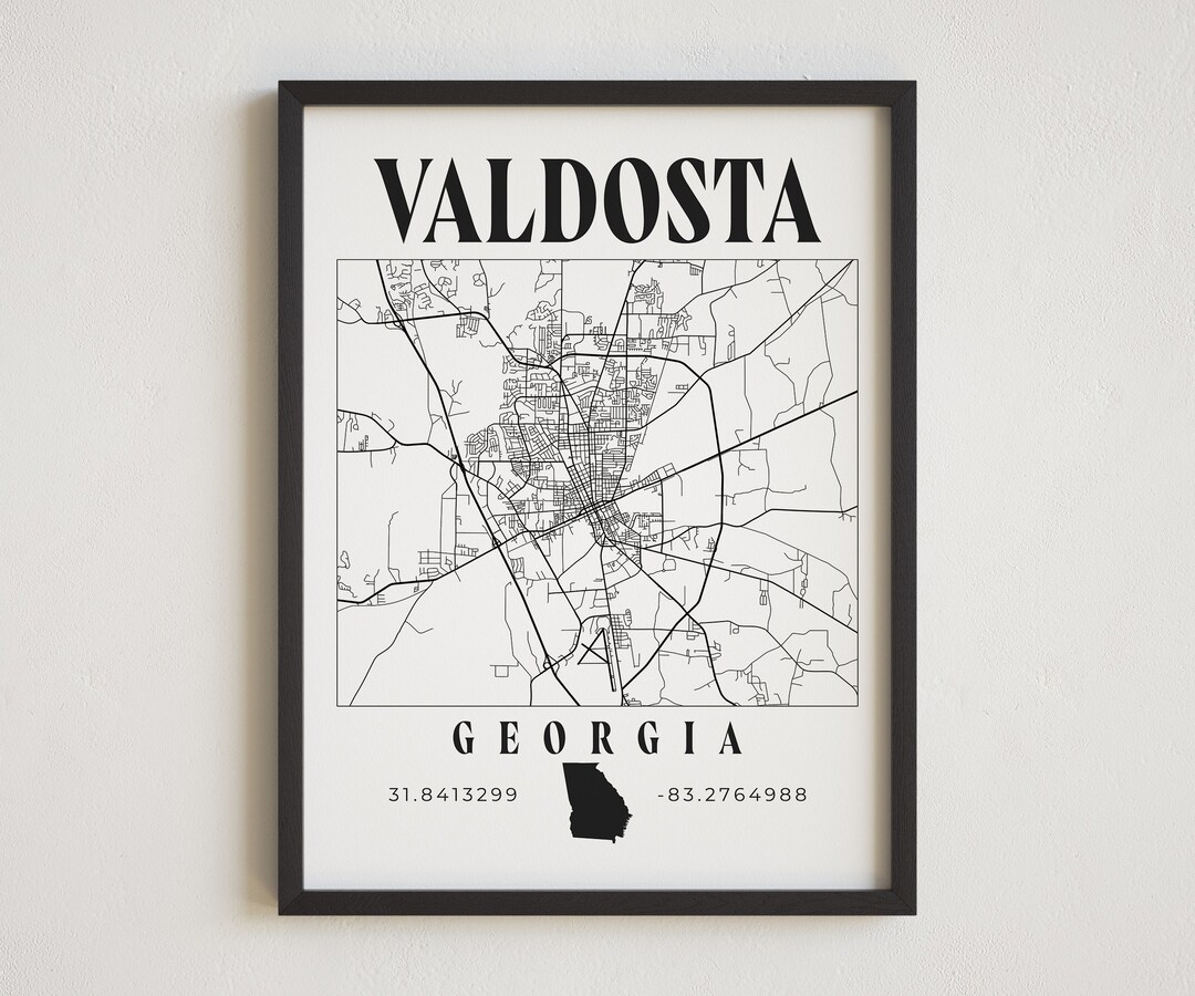 Map of Valdosta, Georgia, Valdosta Ga Map, Valdosta Print, Georgia Map ...