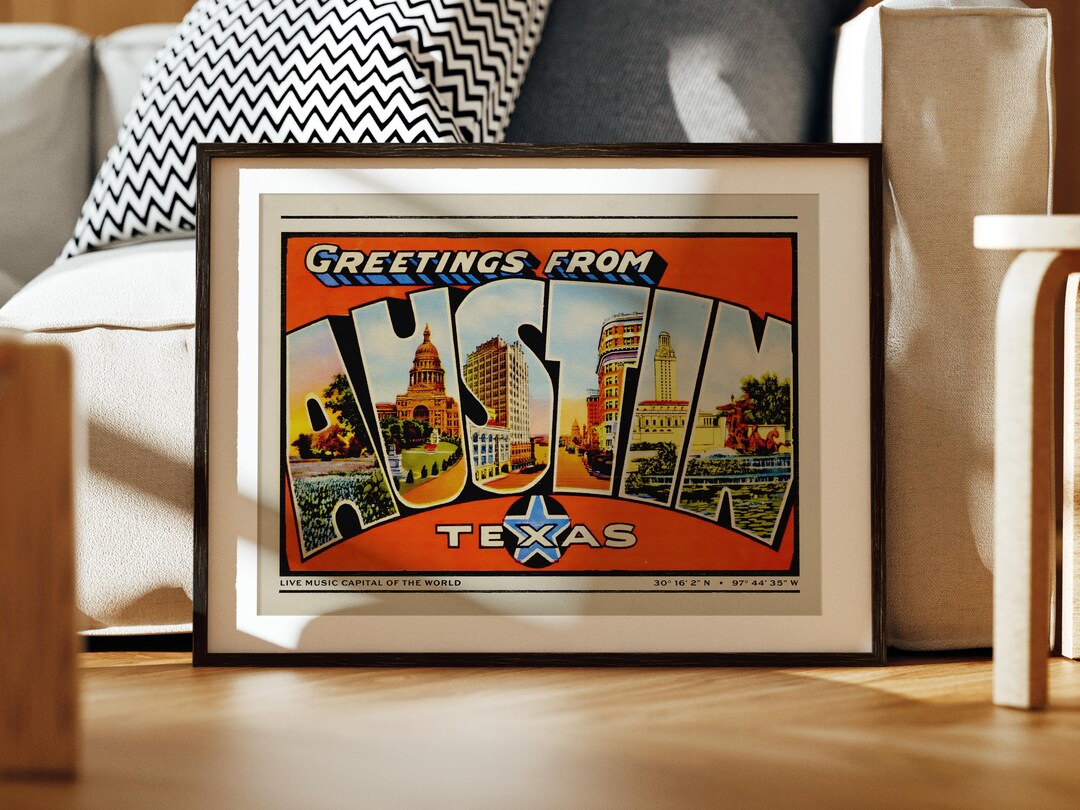 Austin Texas Print, Austin TX Art, Retro Texas Decor, Vintage Austin ...