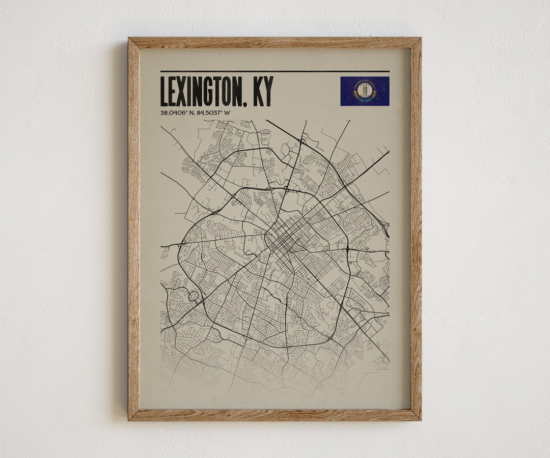 Lexington Kentucky Print, Modern Vintage Style Decor, Kentucky Wall Art ...