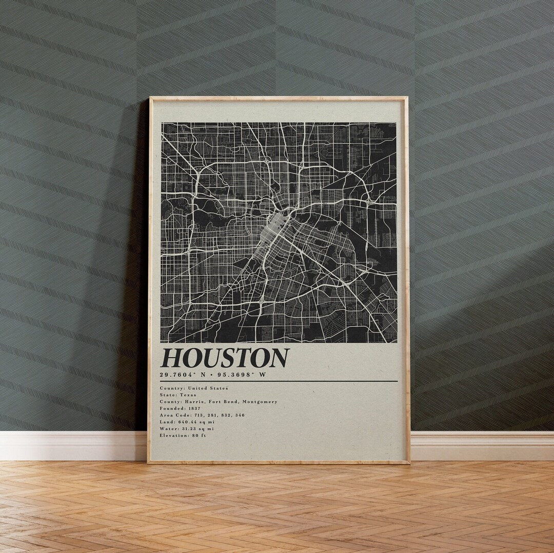 Houston Print, Houston Texas, Houston Poster, Vintage Style Decor ...
