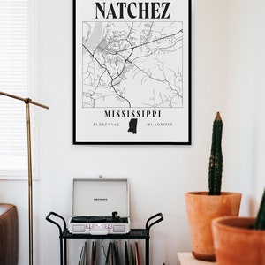Natchez Mississippi Print Natchez Map Natchez Art - Etsy
