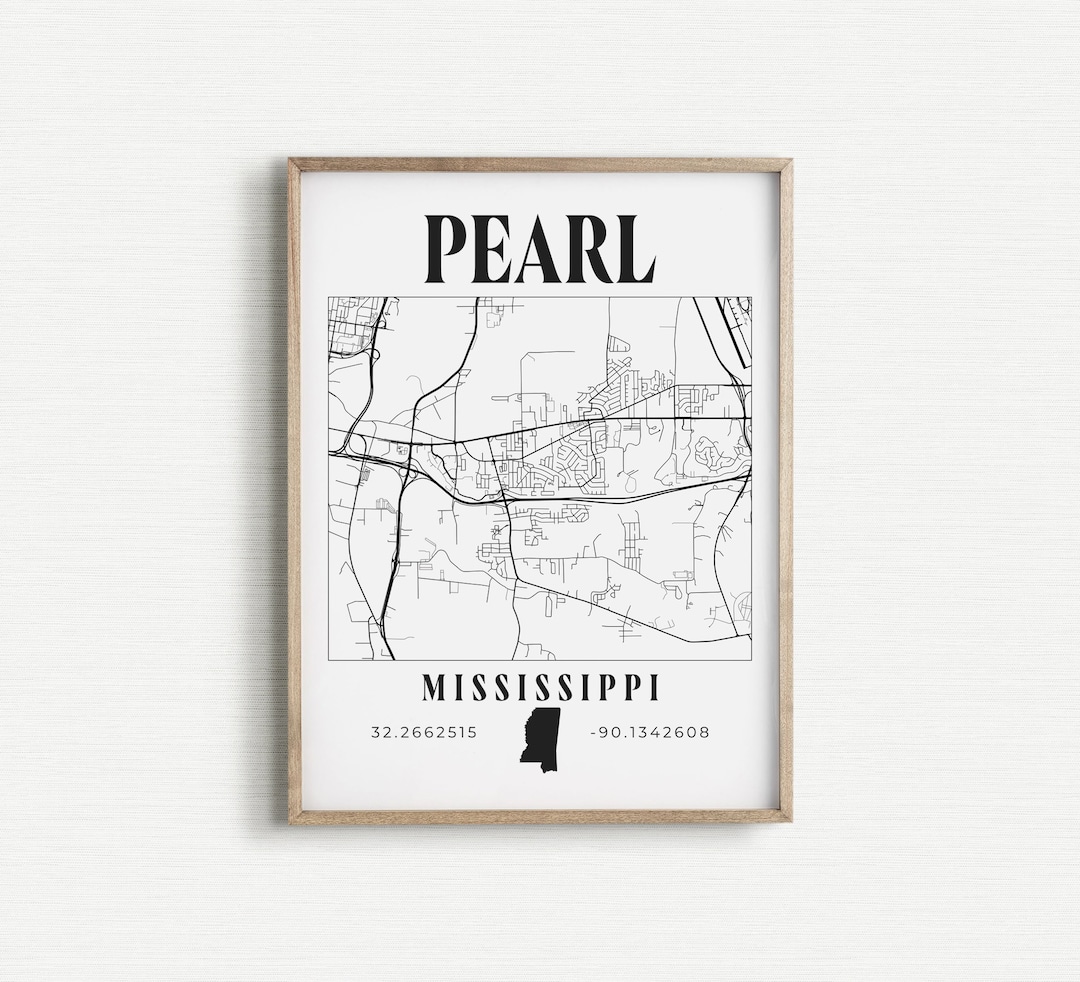Pearl Mississippi, Pearl MS Map, Mississippi Print, Mississippi Decor ...