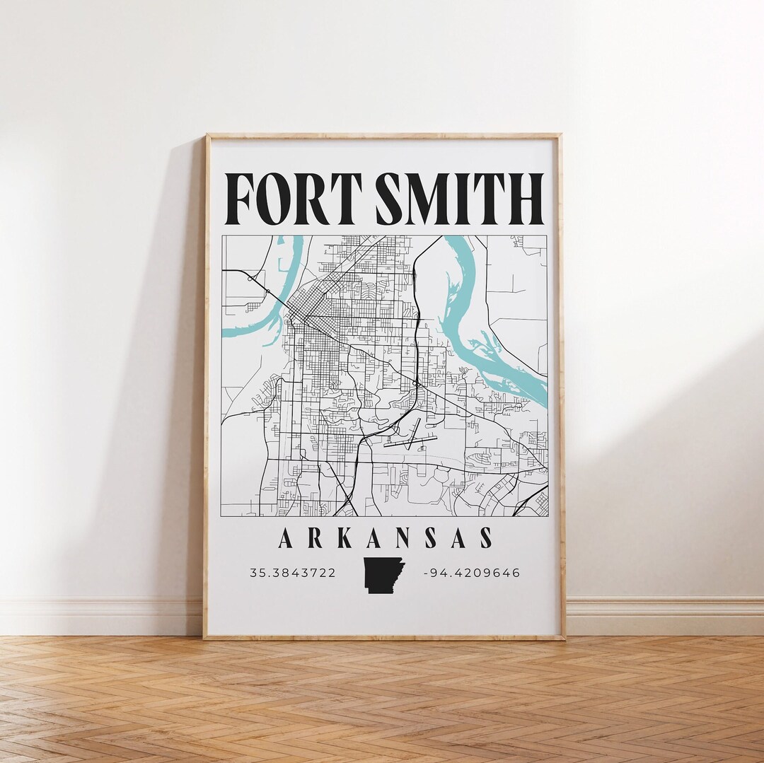 Fort Smith, Arkansas, Fort Smith Map, Fort Smith Print, Arkansas Decor ...