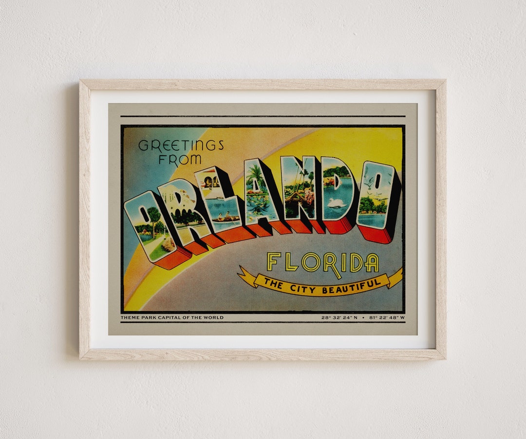 Orlando Print, Greetings From Orlando, Retro Print, Vintage Florida ...