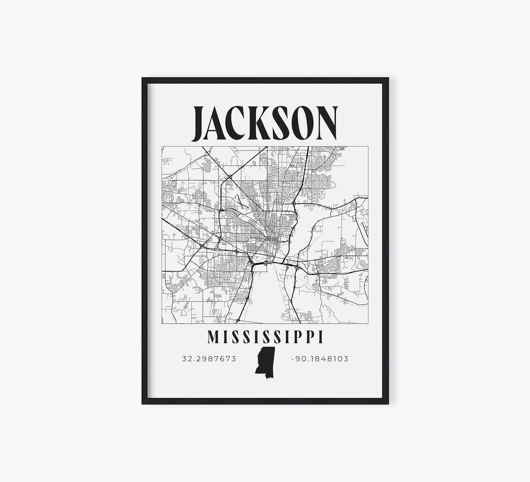 Jackson Mississippi, Jackson Map, Jackson Print, Mississippi Decor ...