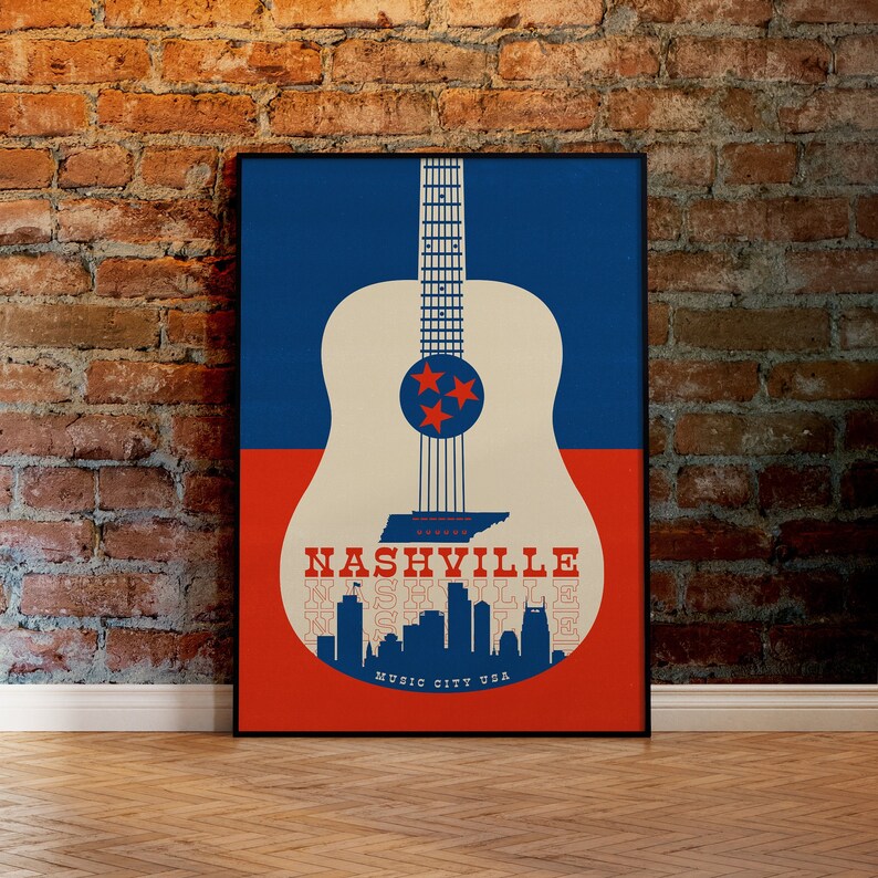 Nashville Print, Music City USA Print, Nashville Poster, Nashville Wall ...