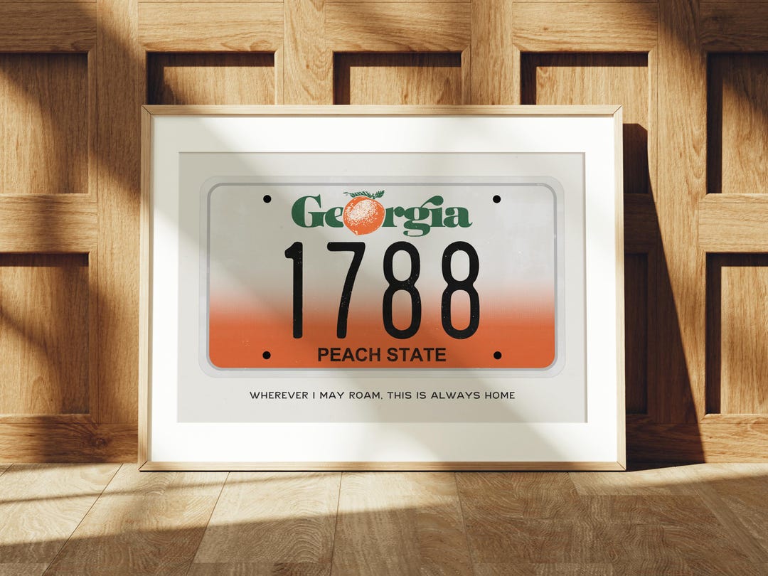 Retro Georgia Print, License Plate Poster, Old School Peach State Wall ...