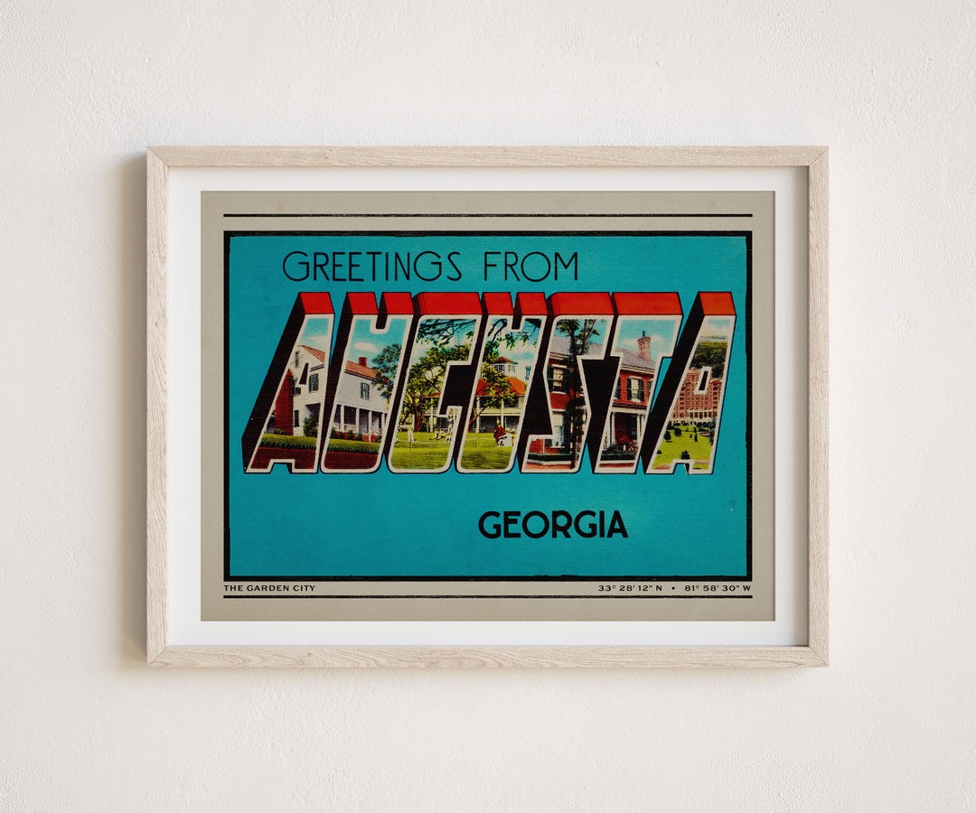 Augusta Georgia Print, Greetings From Augusta, Retro Augusta Decor ...