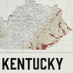 Kentucky Coal Fields Map, Kentucky Coal Print, Retro Kentucky Decor ...