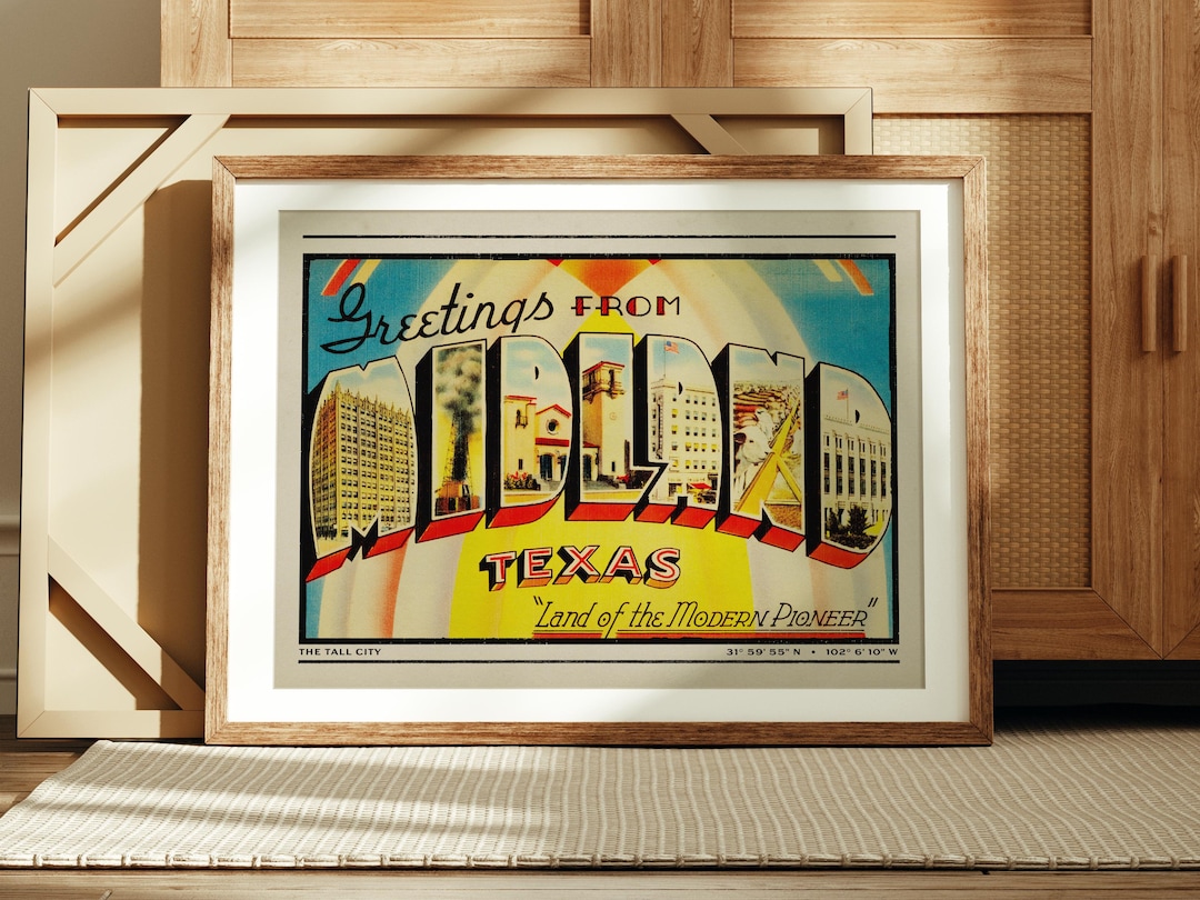 Retro Midland Texas Print, Midland Wall Art, Retro Texas Decor, Midland ...