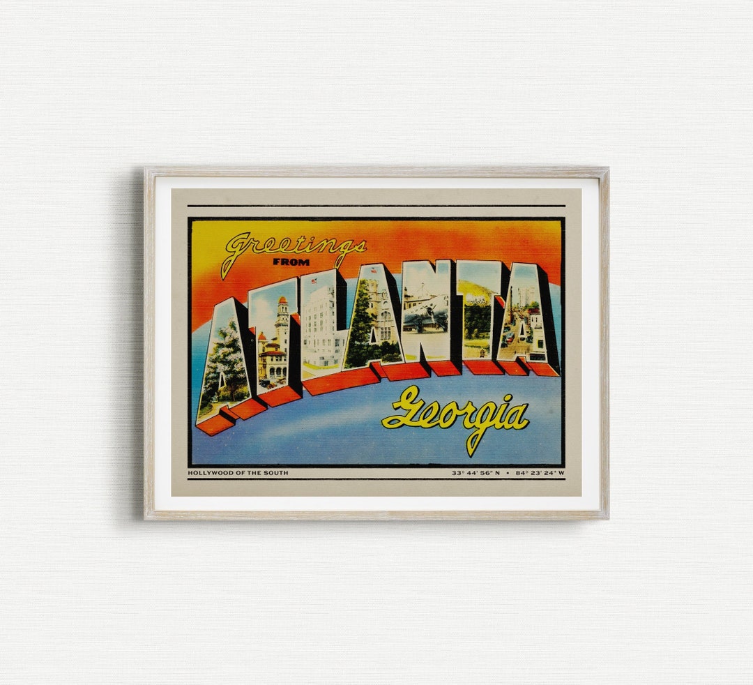 Atlanta Georgia Print , Retro Atlanta Decor, Vintage Georgia, Retro Art ...