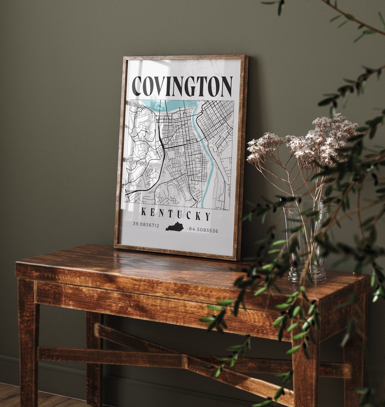 Covington Kentucky, Covington Map, Covington Print, Kentucky Wall Art ...