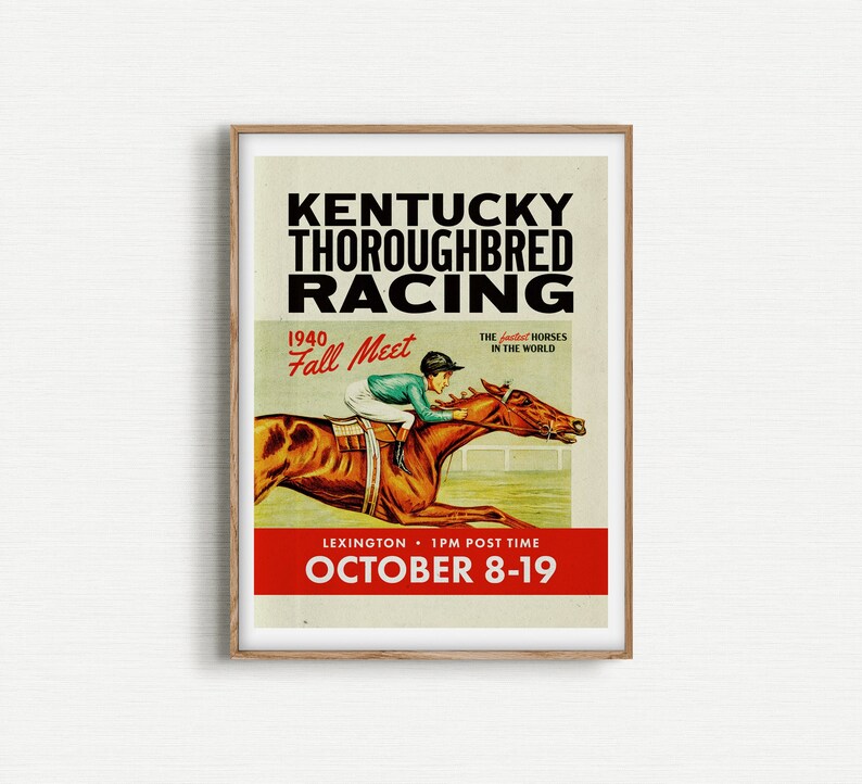 Horse Racing Decor Kentucky Print Horse Racing Print - Etsy