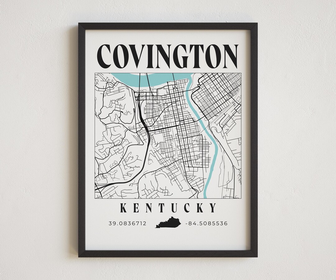 Covington Kentucky, Covington Map, Covington Print, Kentucky Wall Art ...