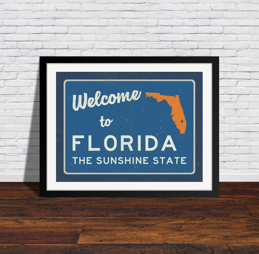 Welcome to Florida Print Florida Print Florida Road Sign | Etsy