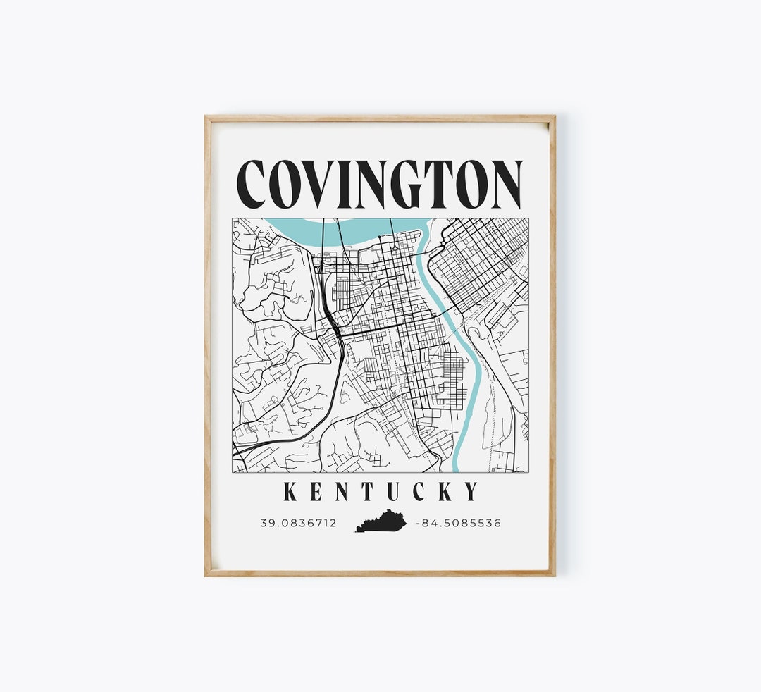 Covington Kentucky Covington Map Covington Print Kentucky - Etsy