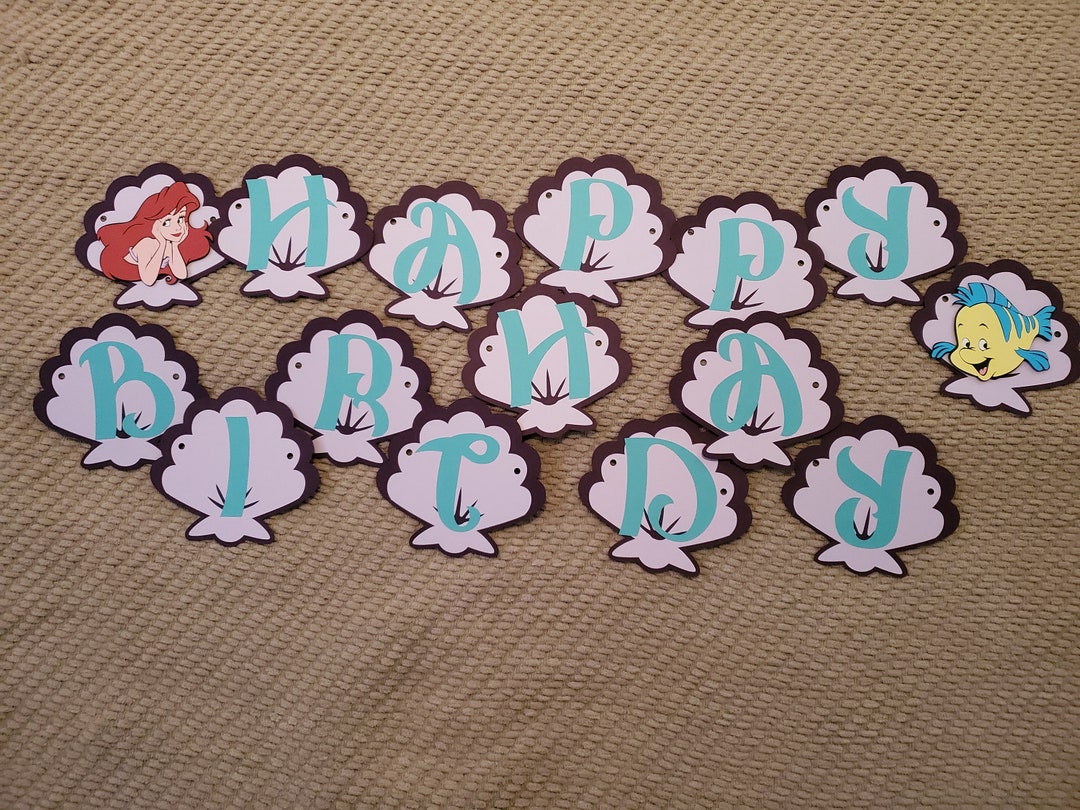 Little Mermaid Birthday Banner, Ariel Birthday Banner, Little Mermaid ...