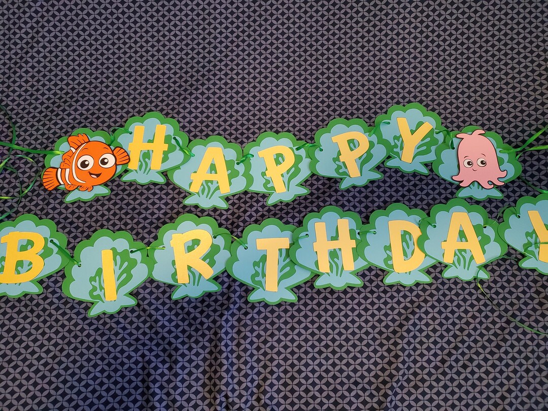 Nemo Birthday Banner, Finding Nemo Birthday Banner, Birthday Banner ...