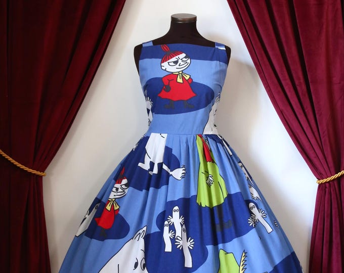 The Moomin and Snufkin Blue and Green Cotton Pleated Dress L/XL - Etsy